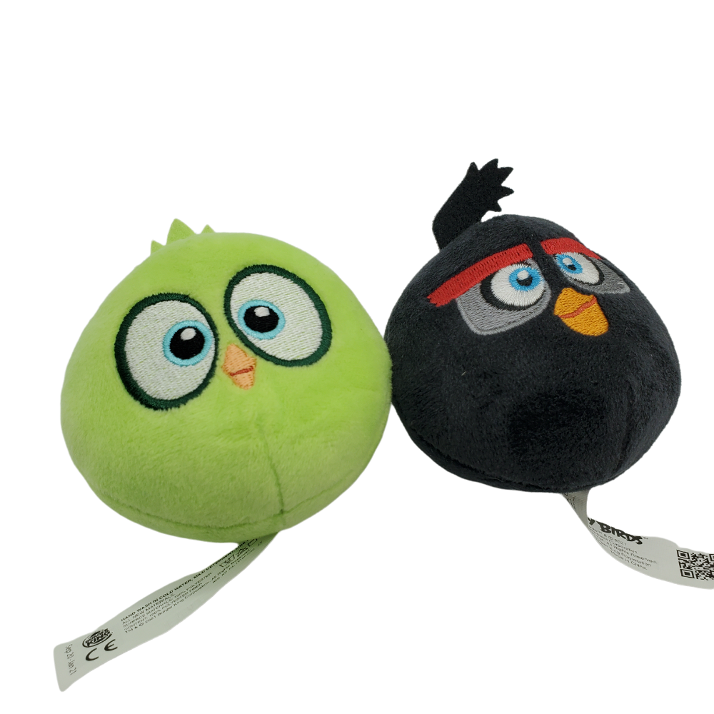 Angry 2 Birds Toys Burger King Plush 4" Green Vivi & Black Bomb Bird ...