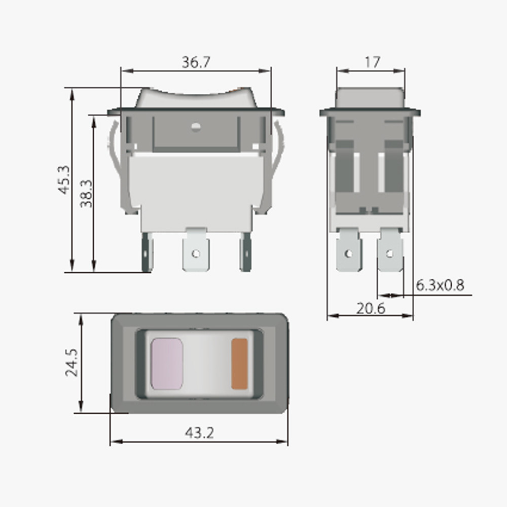 KEDU Electric Rocker Switches HY60B 20A 125V 6-Terminals Pushbutton ...