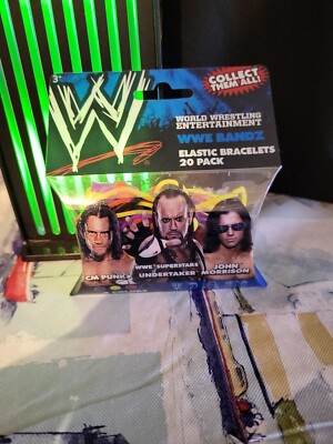 WWE Superstars Bandz Elastic Bracelets 20 piece -CM Punk Undertaker ...