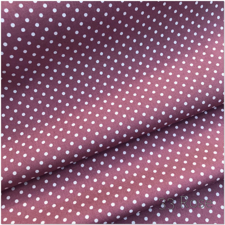 3mm Polka Dot Collection 100% Cotton Fabric, Sewing, Craft, Spots ROSE ...