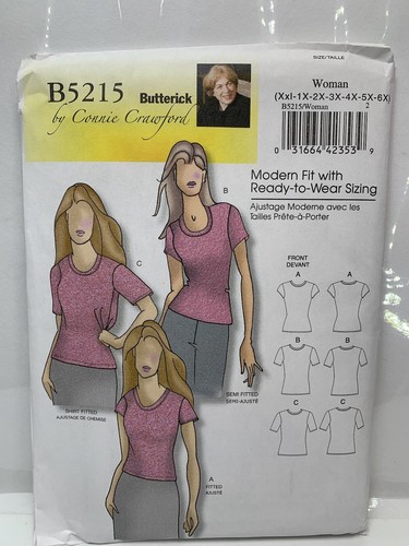 Butterick B5215 5215 Misses Top Shirt Pattern Ready to Wear Sizing 18W ...