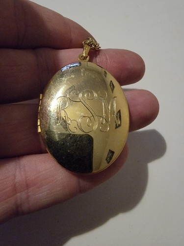 Oval Monogram RSM Locket Gold Tone Double Photo Classic Career Workwear ...