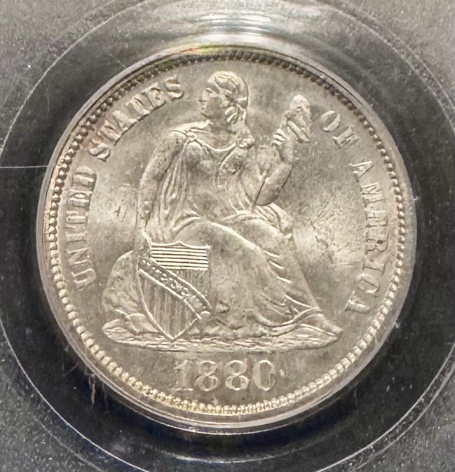 1880 Liberty Seated Dime, Tough Date, Frosty Luster, Super Gem, PCGS ...