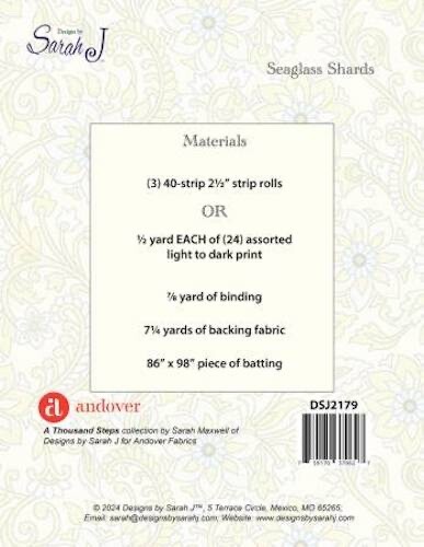 10% Off Designs by Sarah J Quilt pattern - Seaglass Shards | eBay