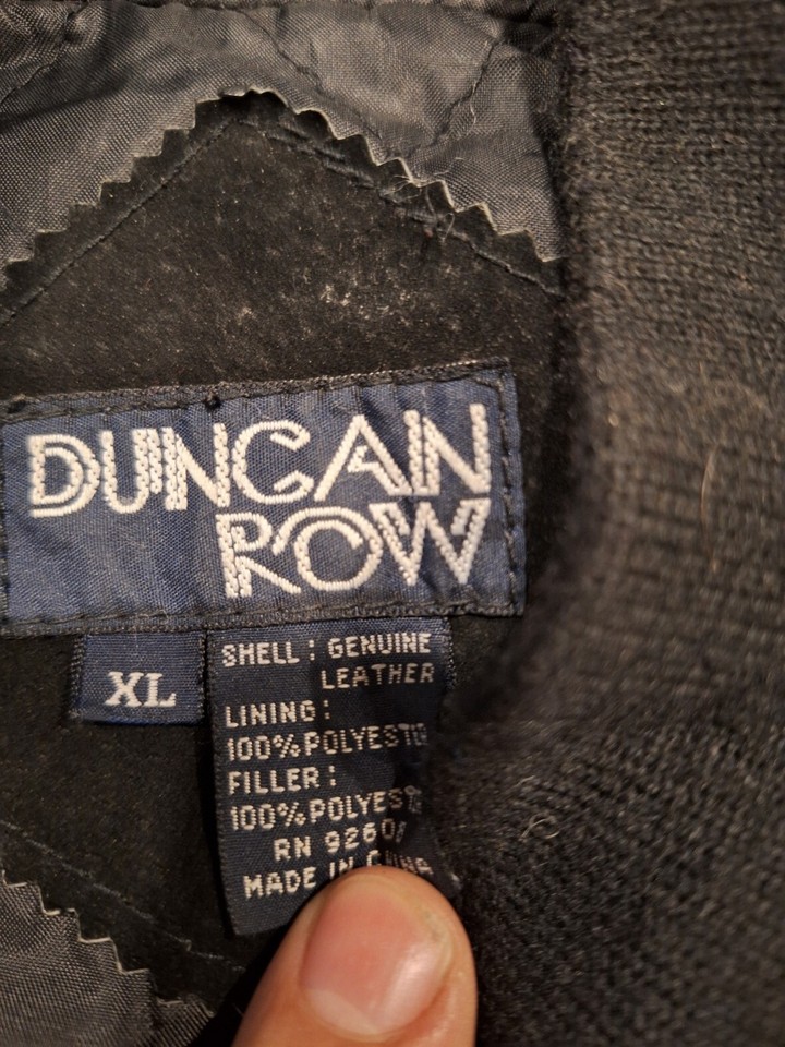 Vintage Black Bomber Jacket Duncan Row 100% Leather Suede Size XL | eBay