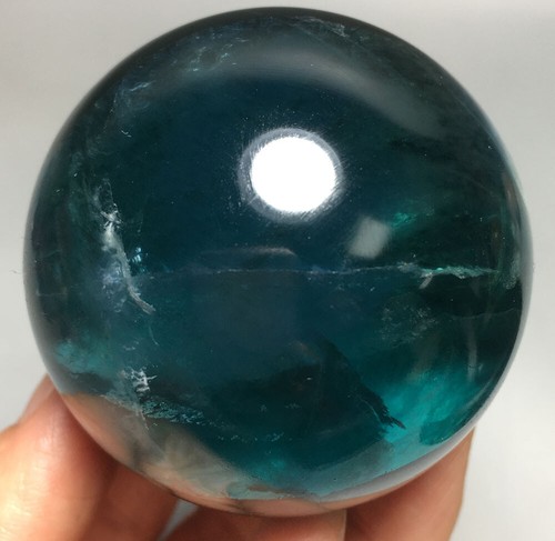 249g Natural blue Fluorite sphere Quartz Crystal ball stone Healing | eBay
