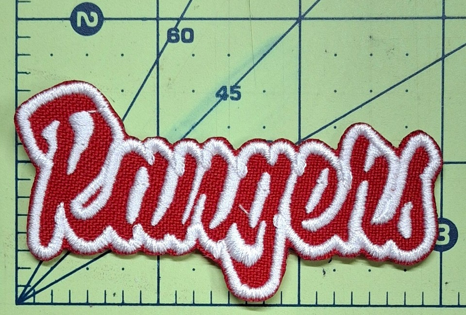 Texas Rangers Text Embroidered Applique Iron On Patch Various Sizes ...