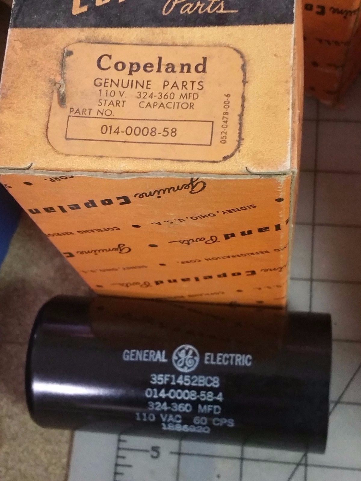 COPELAND 014-0008-58 start capacitor 110V 324-360 MFD | eBay