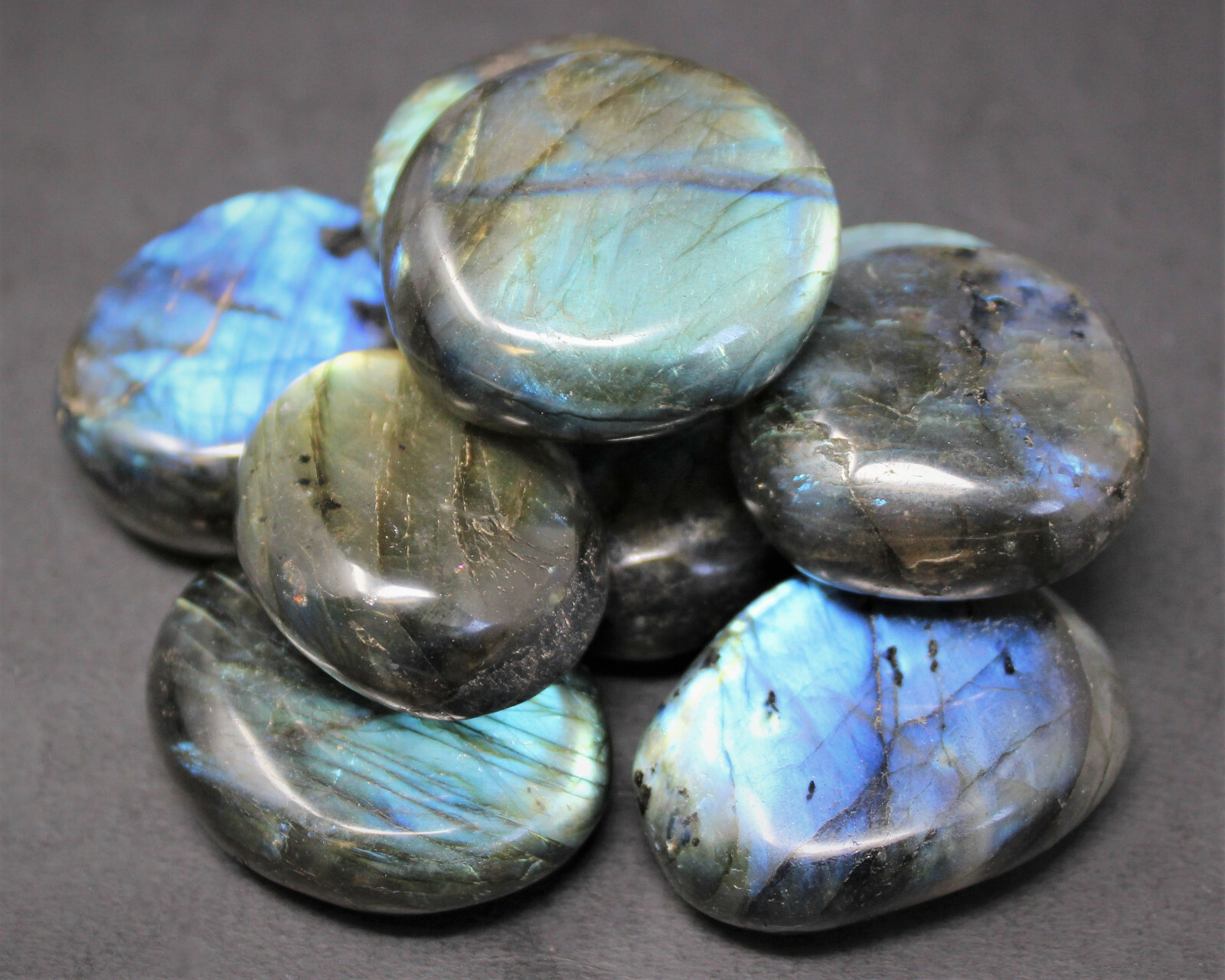 Labradorite Palm Stone: Hand Polished Labradorite Pebble, High Flash ...