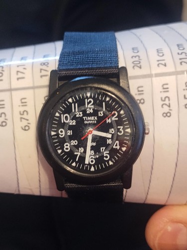 Vintage Timex MacGyver Quartz Black Case Camper Military Field Watch ...
