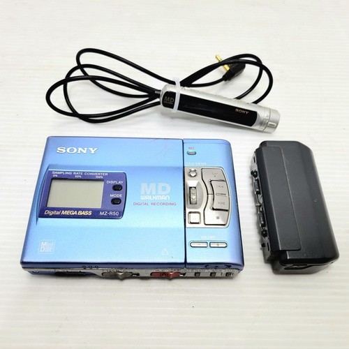 SONY MZ-R50 blue minidisc MD walkman player recorder used tested work ...