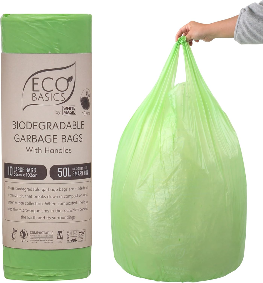 50L Large Biodegradable Garbage Bags Waste Storage Container Green ...