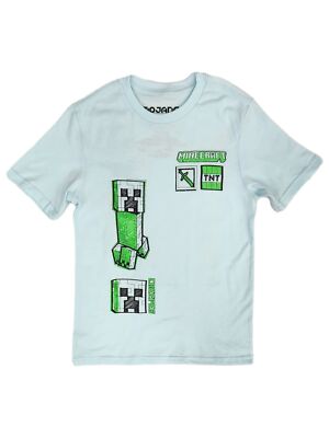 Boys Green Minecraft Creeper TNT Short Sleeve T-Shirt Tee Shirt | eBay