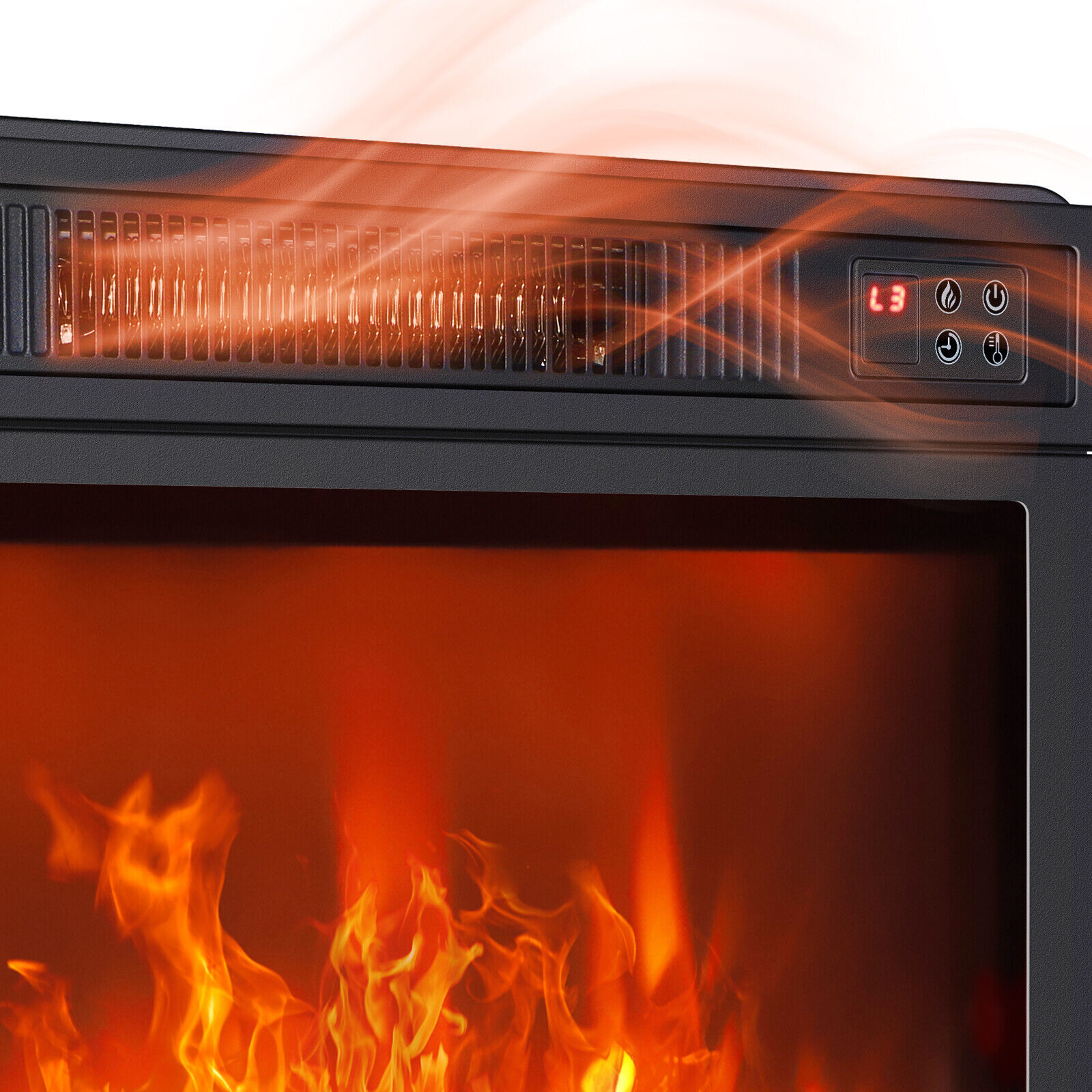 23" Fireplace Electric Embedded Insert Heater w/ Log Burn Flame Effect ...