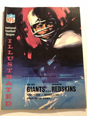 1965 NEW YORK GIANTS vs WASHINGTON REDSKINS Official Program 62 pages ...