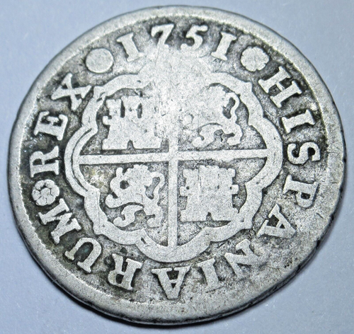 1751 Spanish Silver 1 Reales Genuine Antique 1700's Colonial Cross ...