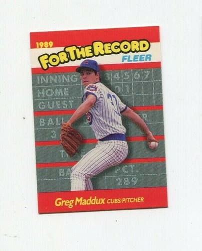 GREG MADDUX CHICAGO CUBS 1989 FLEER FOR THE RECORD INSERT BASEBALL CARD ...