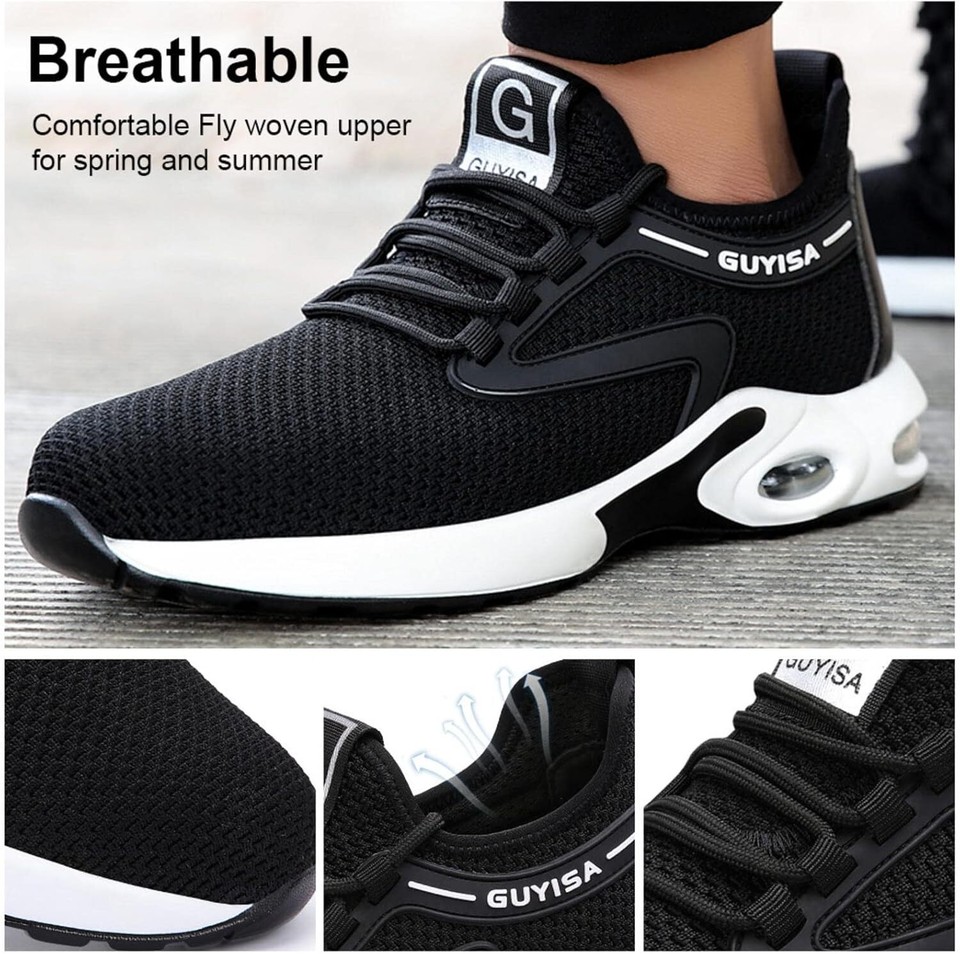 Men Air Cushioned Steel Toe Work Safety Shoes Anti-Smash Anti-Puncture ...