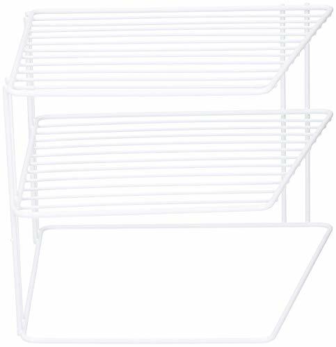 White Corner Plate Rack 3 Tier Wire Shelf Organizer Cupboard Rack ...