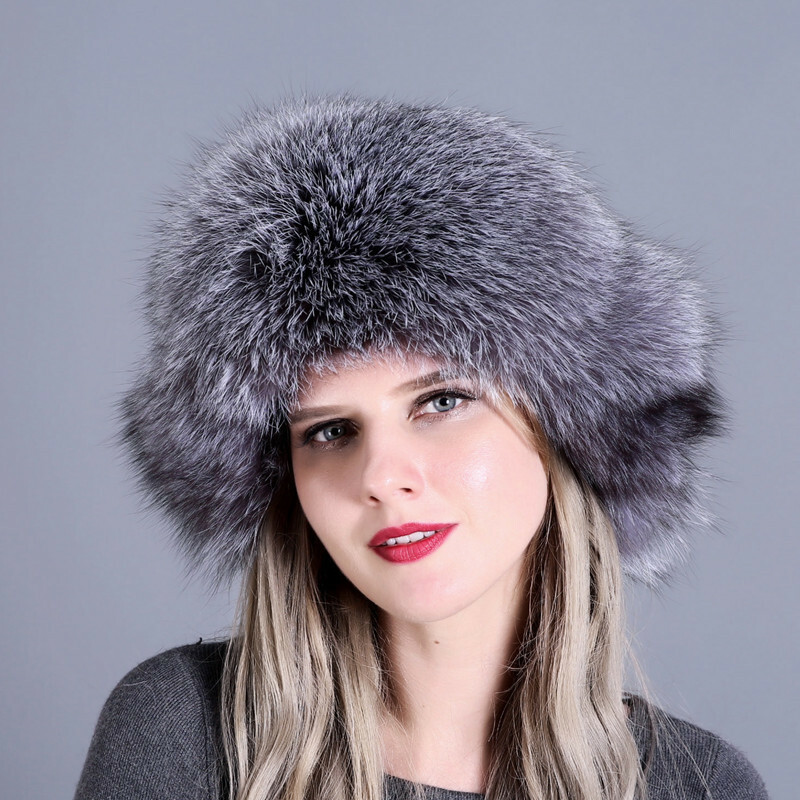 2020 Fashion Women's Fox/Raccoon Fur Hats Russian Ushanka Warmer Winter ...