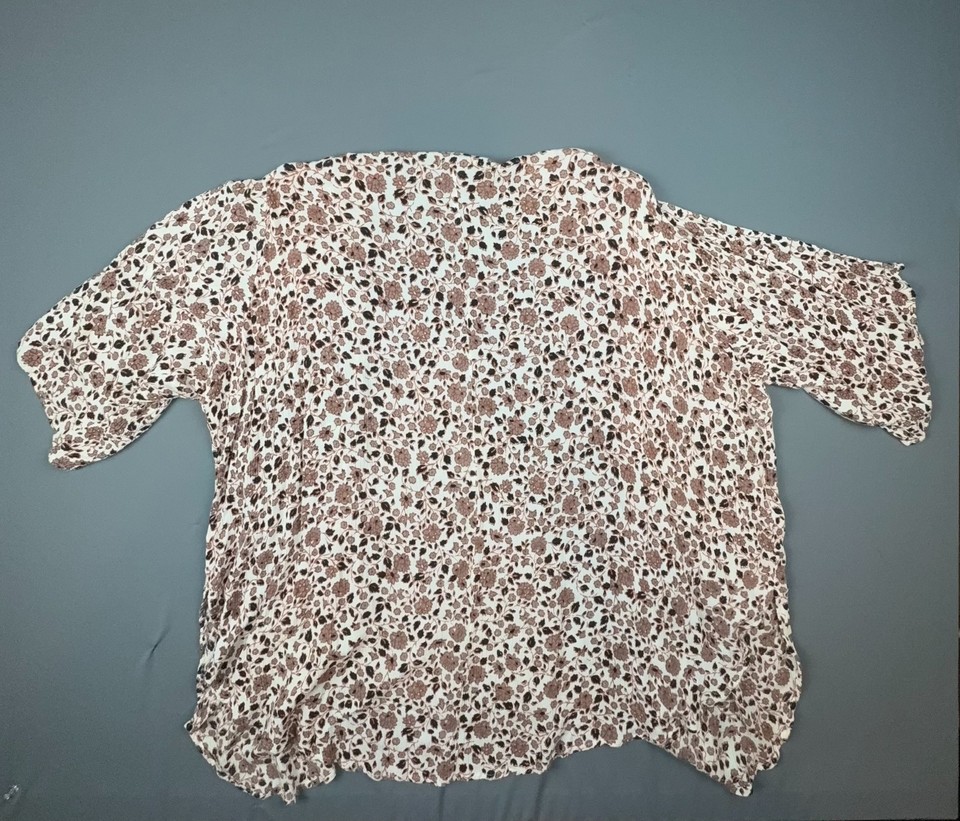 Society Amuse Floral Duster Kimono Womens M/L Brown Cream Viscose Boho ...