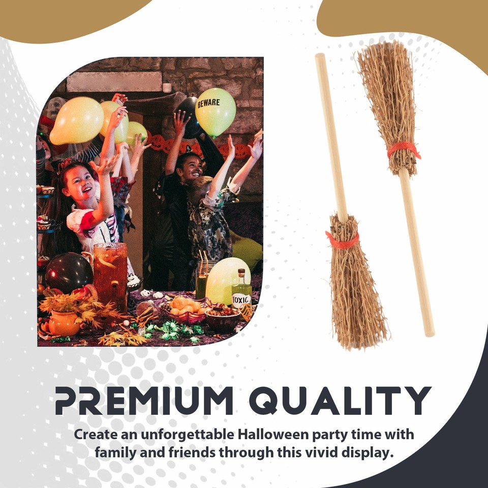 20Pcs Miniature Artificial Straw Brooms with Red Ropes Halloween Straw ...