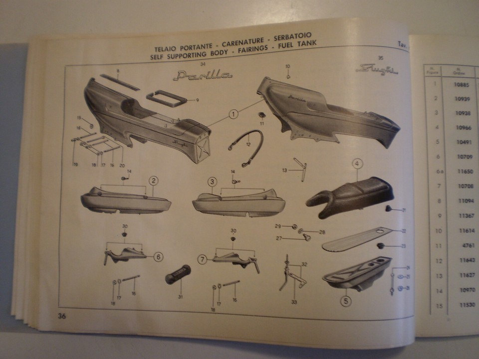 Moto Parilla Slughi 99 (Ramjet) & (Impala) 1959 Spare Parts Catalogue ...
