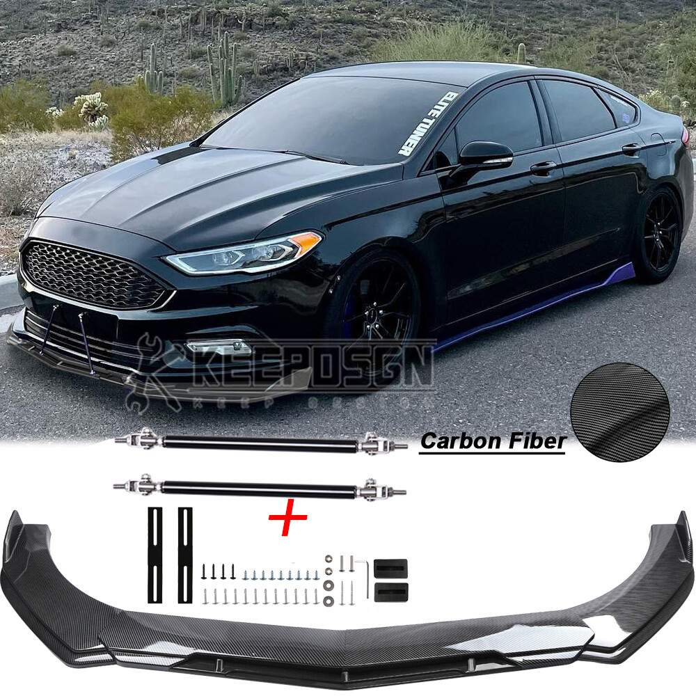 Front Bumper Lip Splitter Body Kit Rod CARBON FIBER for Ford Fusion ...