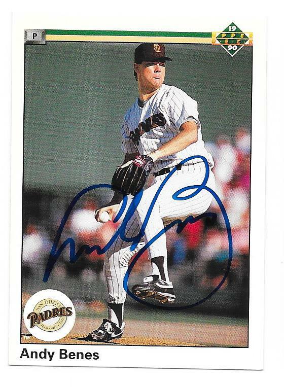 ANDY BENES 1990 UPPER DECK AUTOGRAPHED SIGNED # 55 SAN DIEGO PADRES | eBay