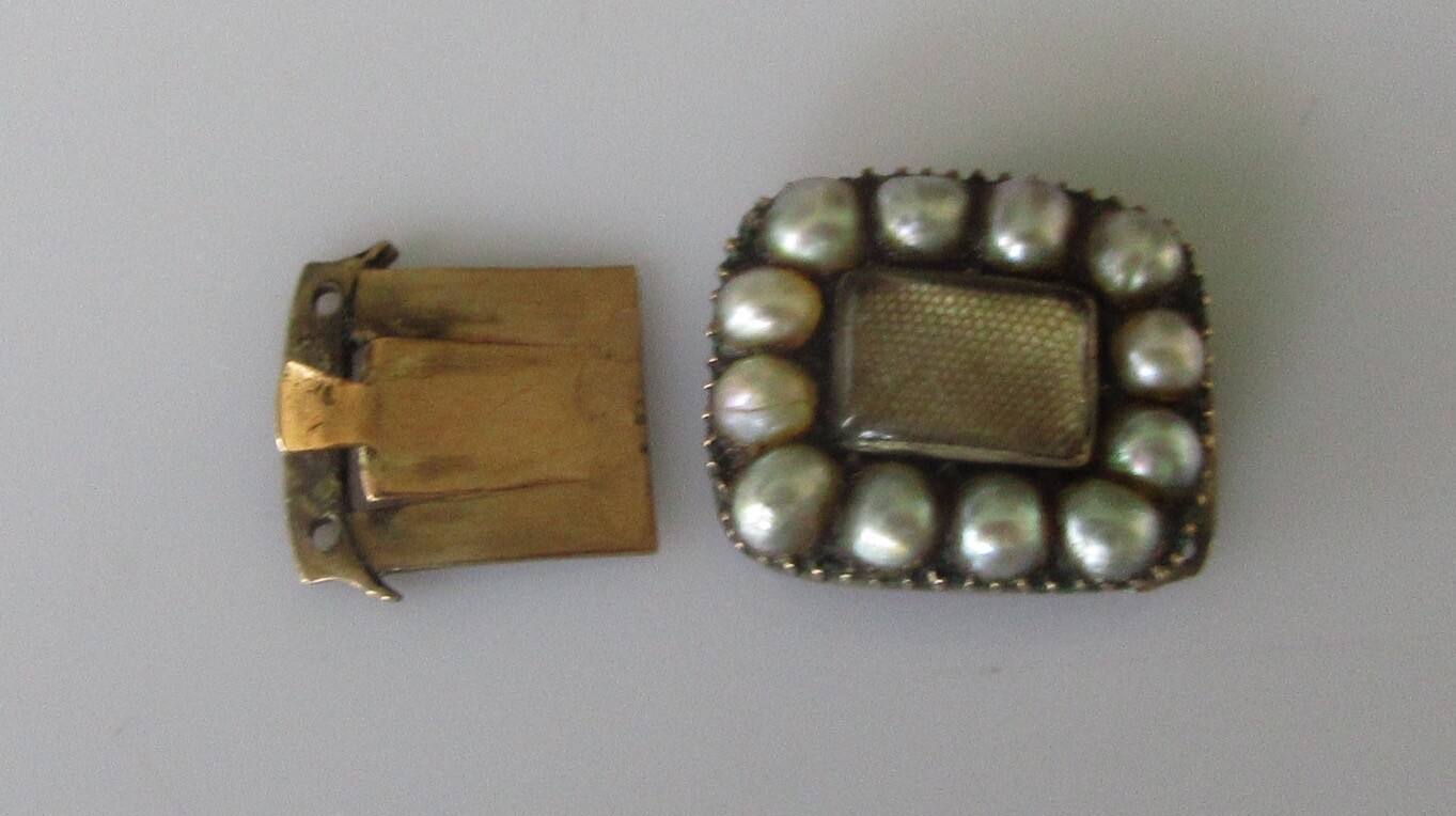 Georgian Gold Clasp - Multi Natural Pearl Oblong Clasp (For Necklace ...