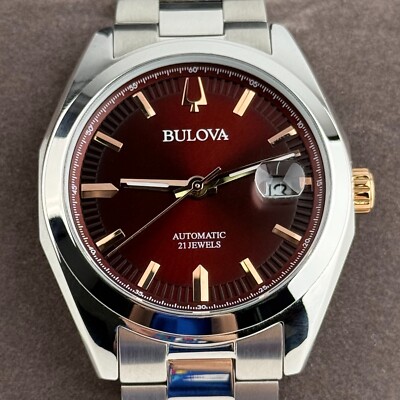 Bulova Surveyor Automatic Watch 39mm Red Dial Stainless Steel Men's ...