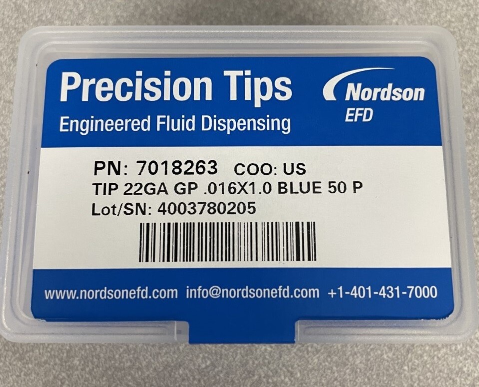 Nordson EFD 7018263 Dispensing Tip, 22 Gauge, Blue, 1-inch, 50/Box | eBay