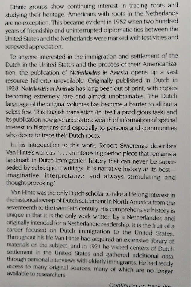 Netherlanders in America by Van Hinte - With Maps - Emigration in 19th ...