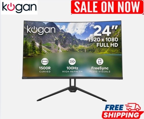 Kogan 24" Curved Full HD 100Hz FreeSync Monitor 24 Inch Computer Screen ...