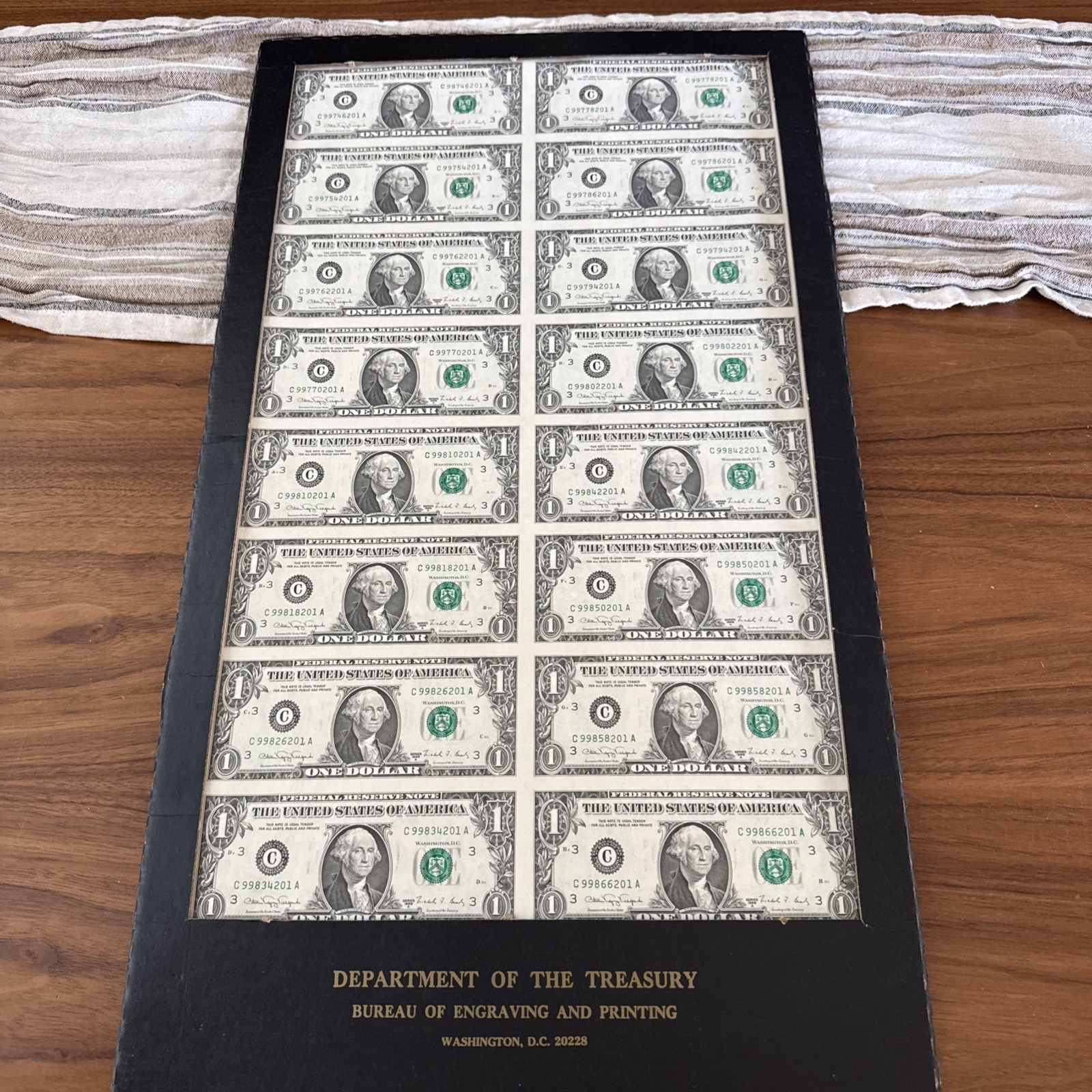 Department Of The Treasury Bureau Of Engraving And Printing Dollar ...