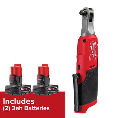 Milwaukee 2567-20 M12 FUEL 3/8" High Speed Ratchet + (2) 3ah Batteries ...