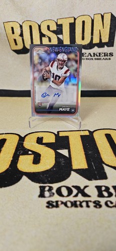 Drake Maye Auto 2024 Topps Chrome Rookie Card Autograph RC New England ...