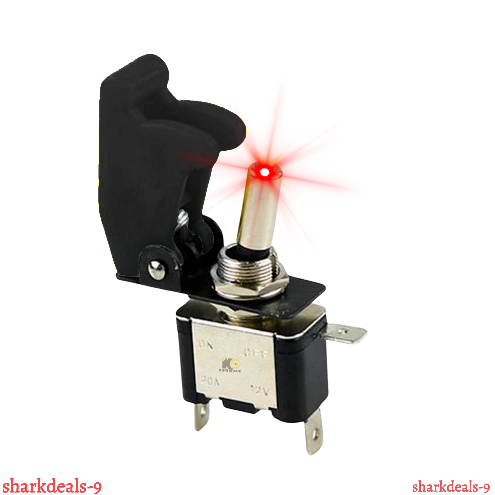 illuminated Toggle Switch Red Led Aircraft Type Black Flip Up cover 12V ...