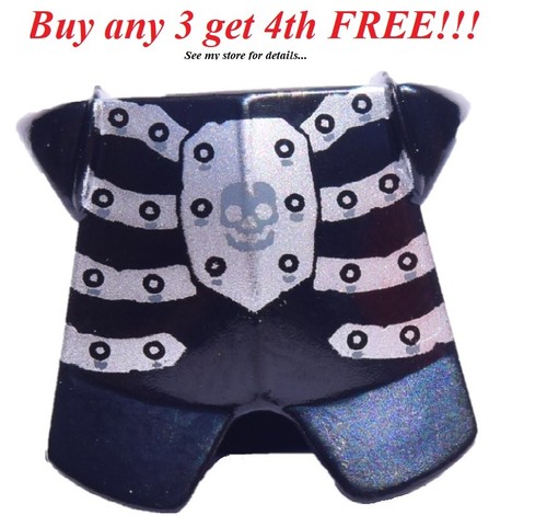 ☀️NEW Lego SKULL HEAD Black Silver Breastplate Chestplate Armor Castle ...