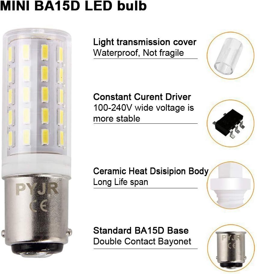 B15 Led Bulb 220V, Pygmy Bulb Bayonet, PYRJIN Ba15D 45W Halogen ...