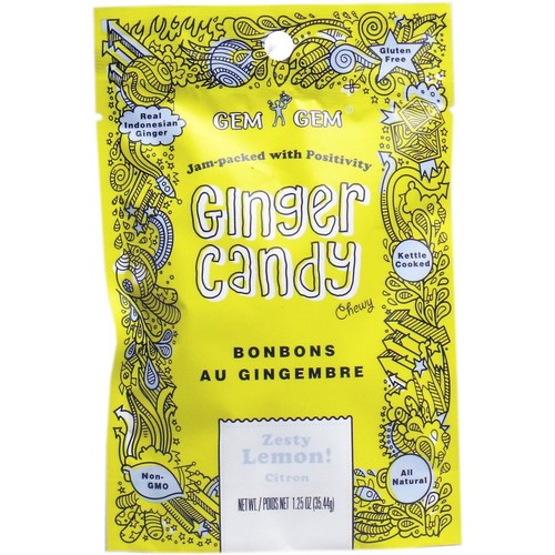 Gem Gem Ginger Candy Chewy Ginger Chews (Lemon, 1.25Oz Tasting Samples ...