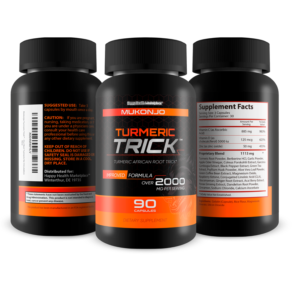 Mukonjo Turmeric Trick - with Vitamin D and Zinc for Men - Turmeric ...