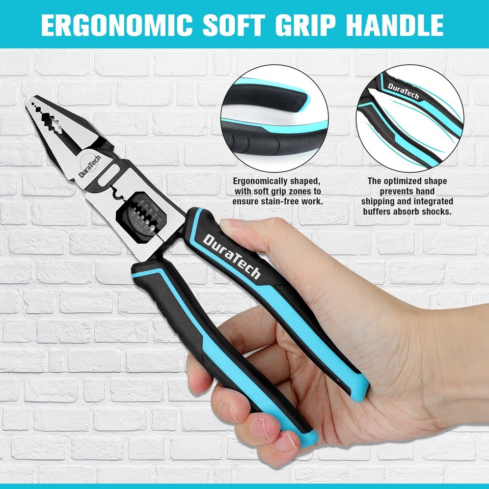 DURATECH 3-PIECES Pliers Set 6 in 1 Multifunctional Wire Stripper ...