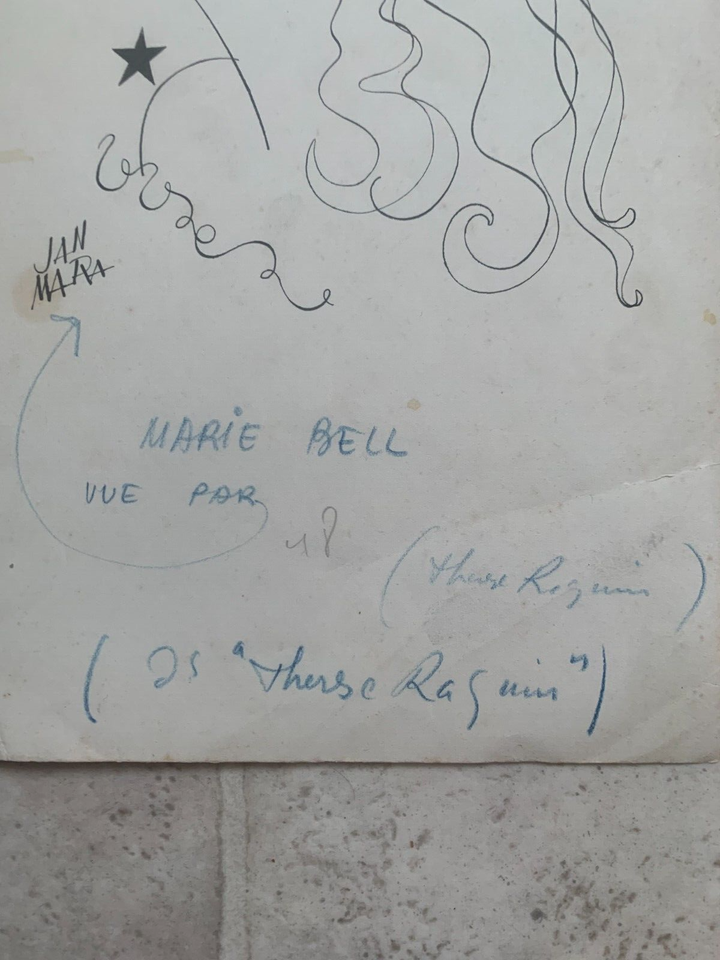 Jean Malavergne Said JAN MARA (1912-1992) Portrait Caricature Actress ...