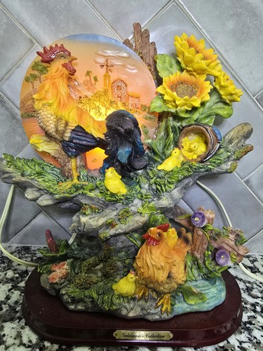 Goldenvale Collection Roster chickens and sunflower porcelain lighted ...