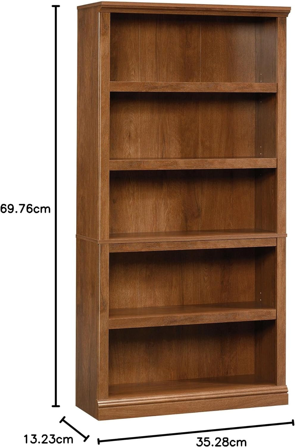 5 Shelf Bookcase Oak Finish Wooden Bookshelf Wood Book Office Storage ...