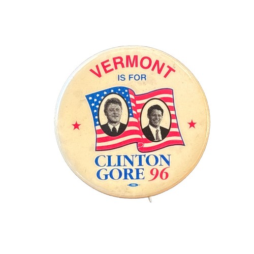 1996 Bill Clinton for President Vermont 50 State Pin 1.5" Button Al ...