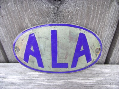 Antique Vintage Original ALA Metal Enamel Grille Badge License Plate ...