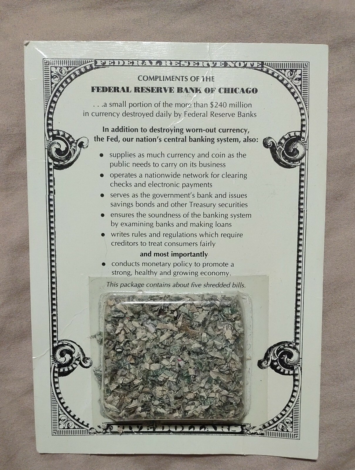 Federal Reserve Bank Of Chicago Shredded Currency - $5.00 | eBay