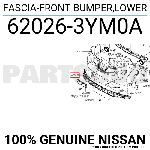 620263YM0A Genuine Nissan FASCIA-FRONT BUMPER,LOWER 62026-3YM0A | eBay